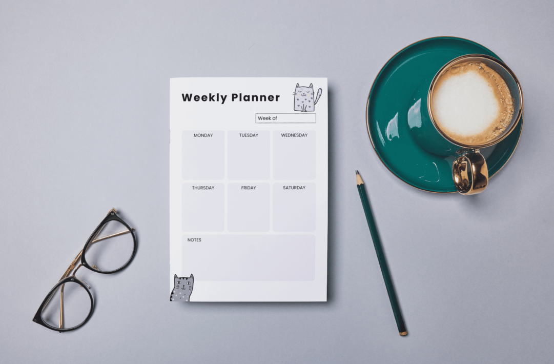 Free cat themed weekly planner page - Koro Cinco Cats